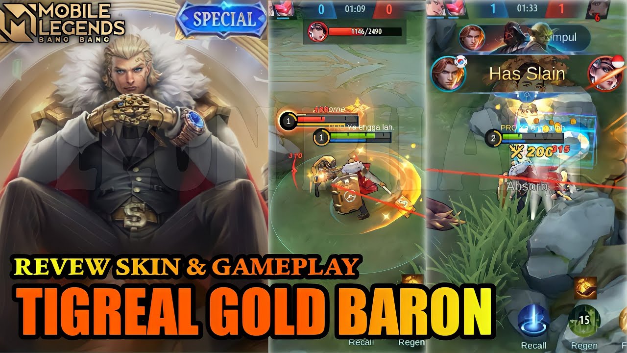REVIEW NEW SKIN SPECIAL TIGREAL GOLD BARON!! MUSUH PICK HERO EPIC AUTO ...