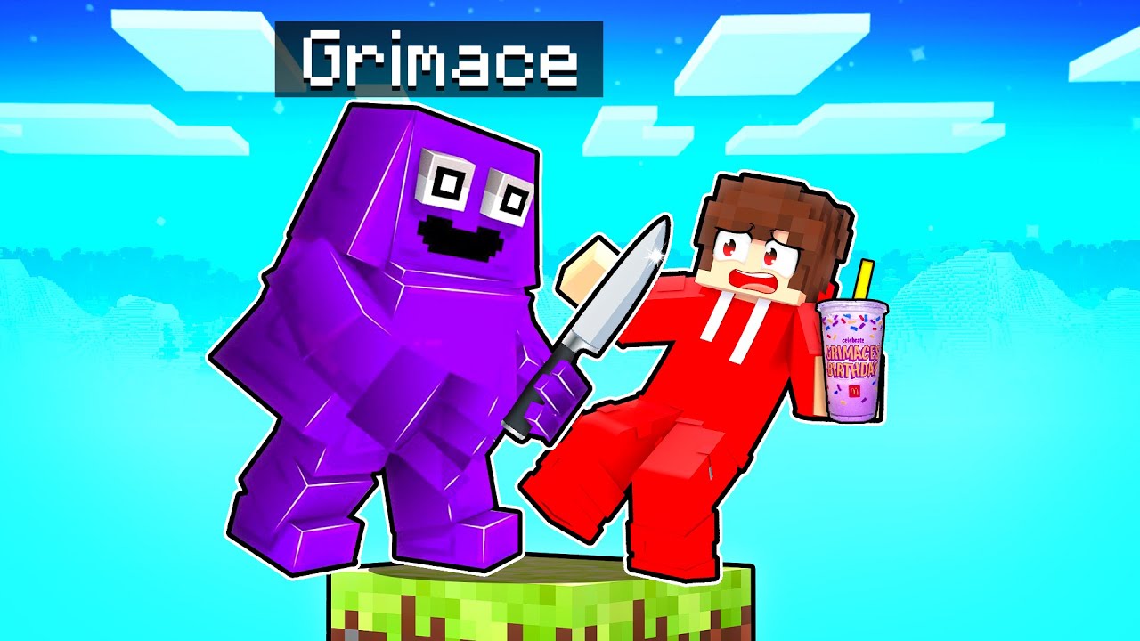 Stuck On ONE BLOCK with Grimace! - YouTube