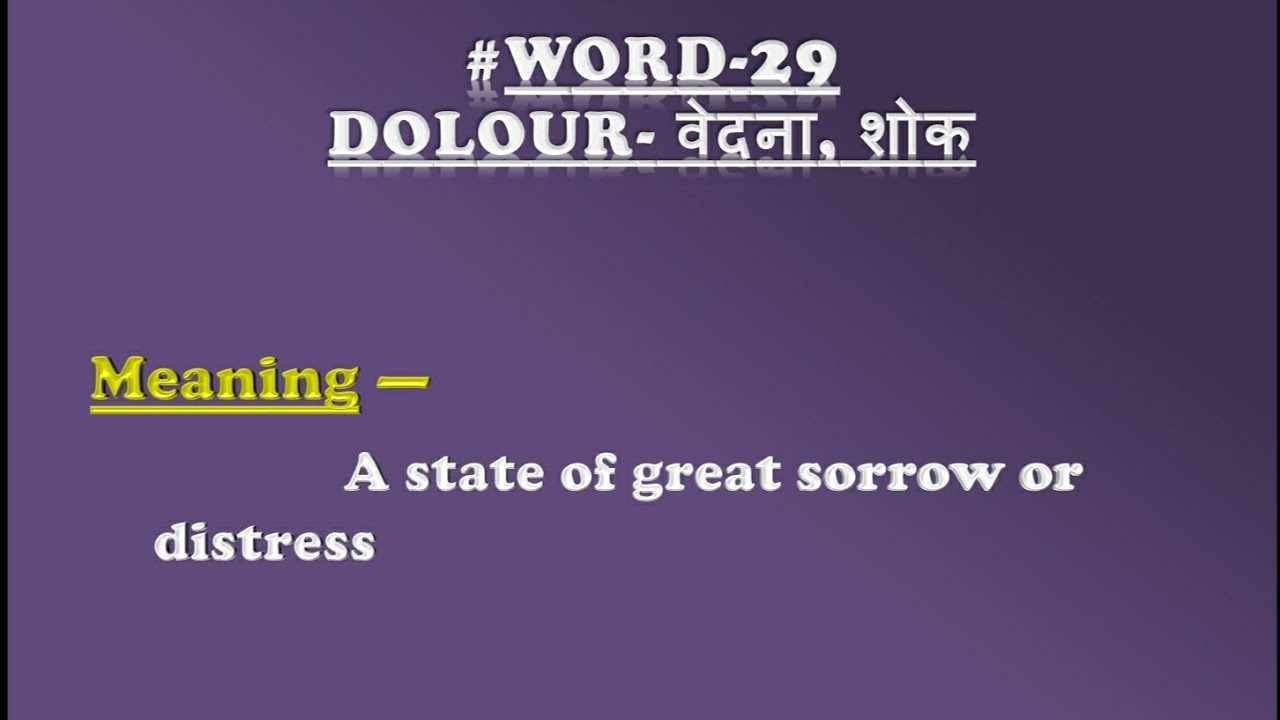 Daily Vocabulary in English #Word29- Dolour #Englishvocabulary # ...