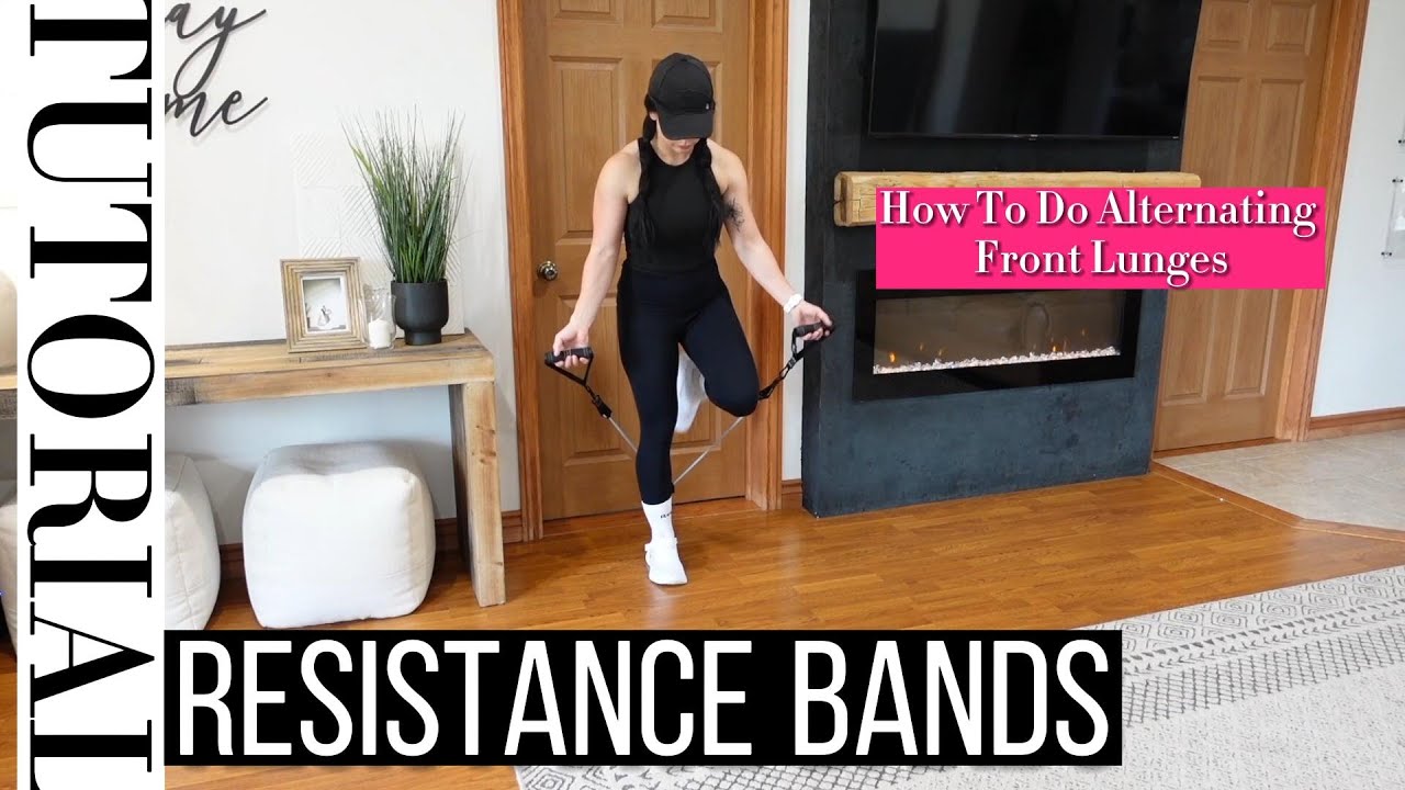 Alternating Front Lunges Tutorial with Resistance Bands - YouTube