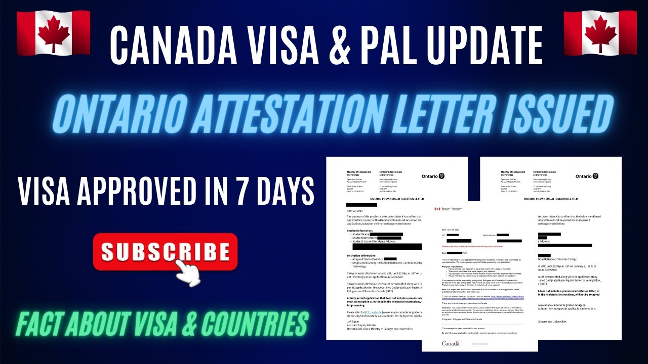 ONTARIO ATTESTATION LETTER l ONTARIO PAL | CANADA UPDATES l CANADA ...