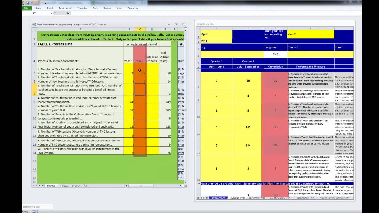 Outcome Report Training Video 2: Excel Worksheet for Adding Years - YouTube