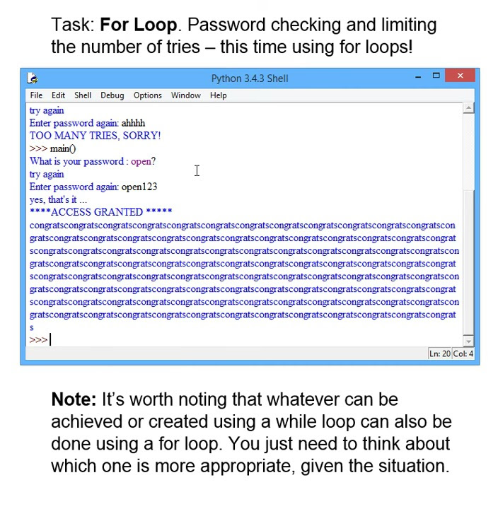 9 b For Loops password limiting tries of user - YouTube
