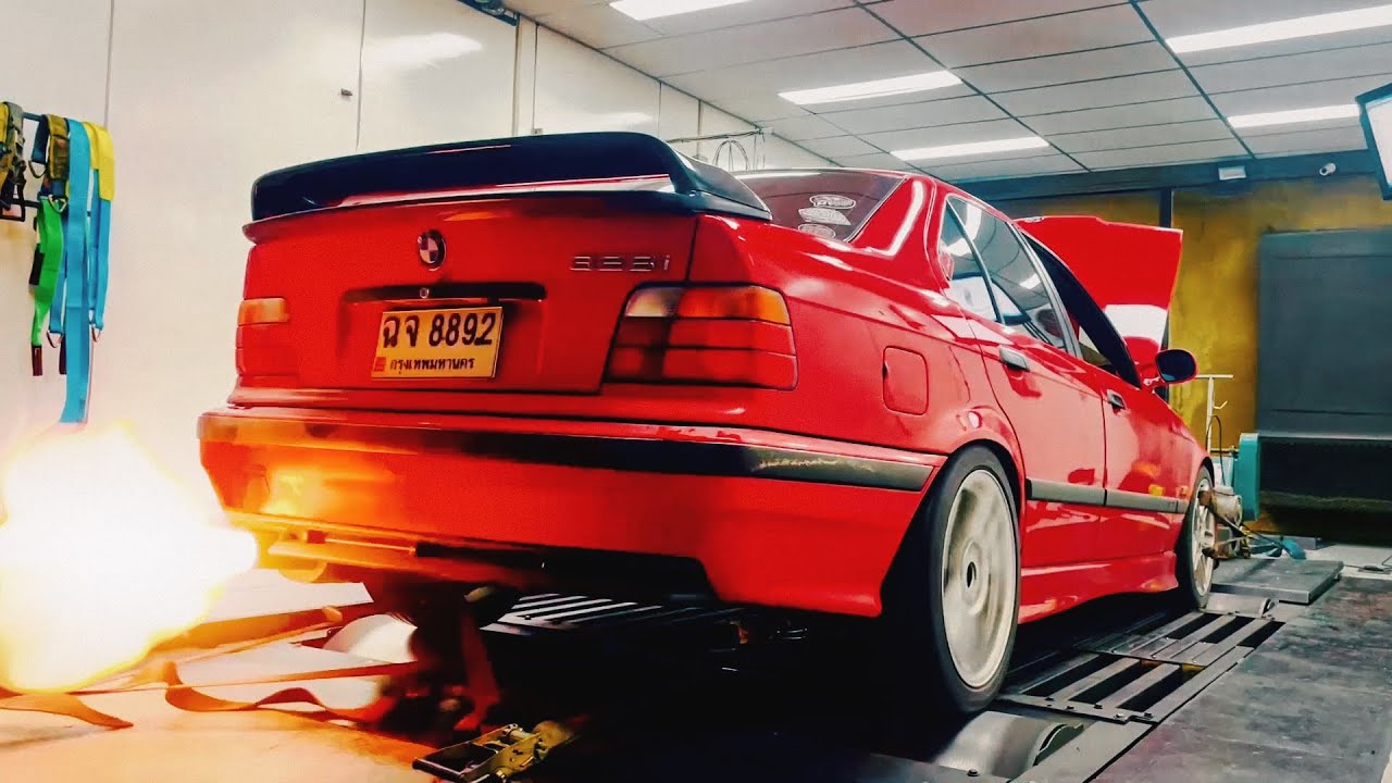 Tuning BMW E36 M52 B28 AT Back Fire ลุงแดงไปจูนที่ Casno Garage - YouTube