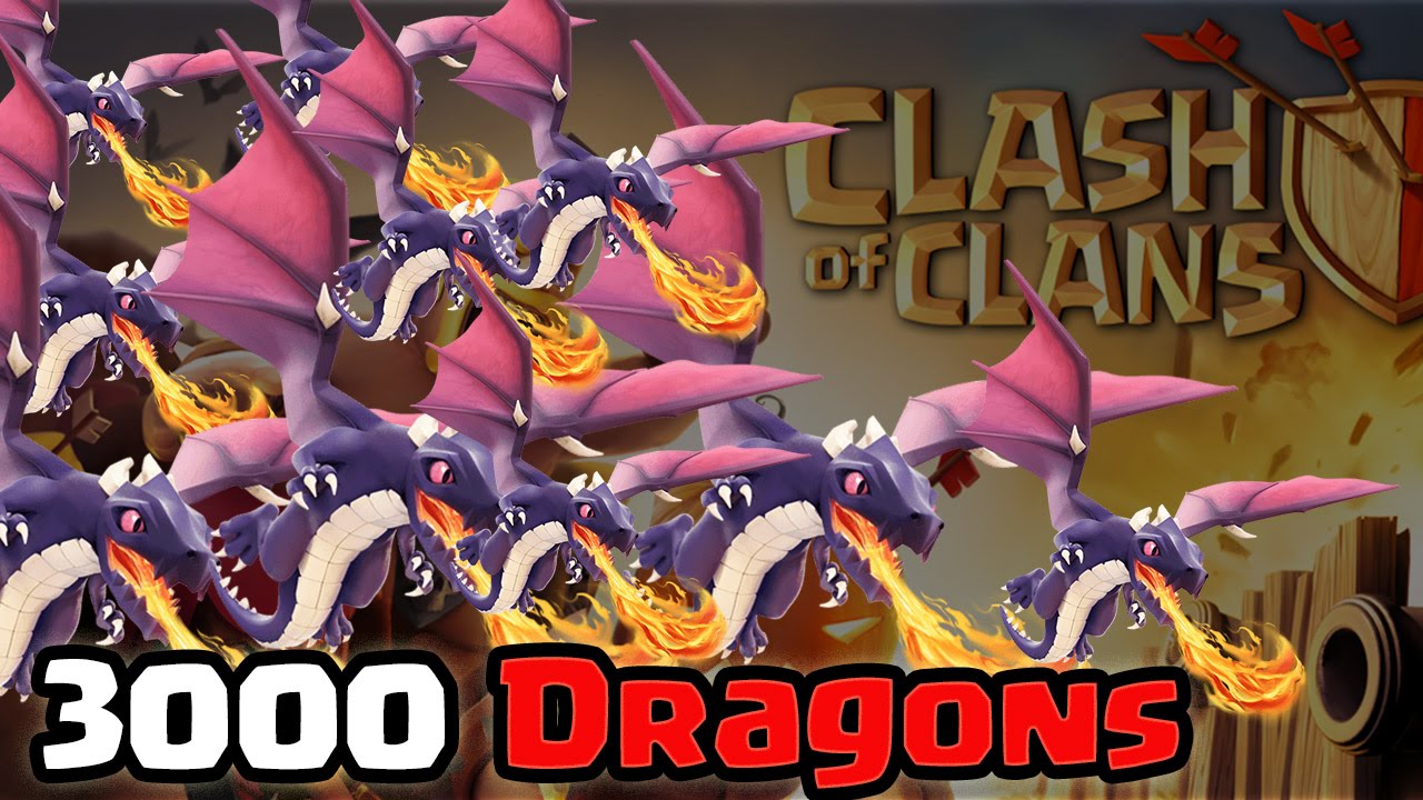 Clash of Clans - 3000 Dragons Raid (Massive Gameplay) - YouTube