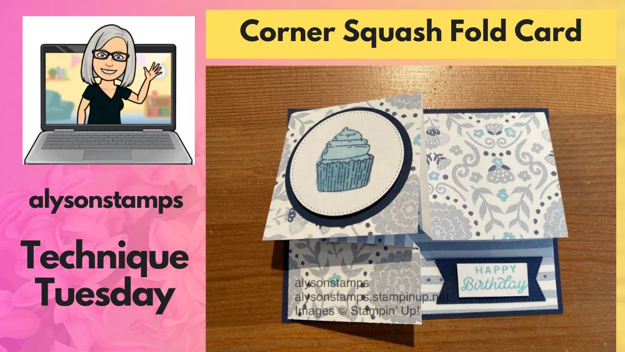 Corner Squash Fold Card Stamping Tutorial Technique Tuesday - YouTube
