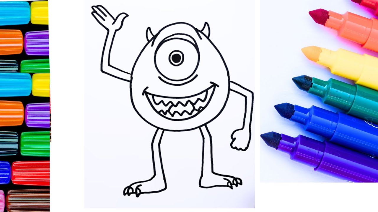How To Draw Mike Wazowski From Monsters, Inc | Easy Mike Wazowski ...