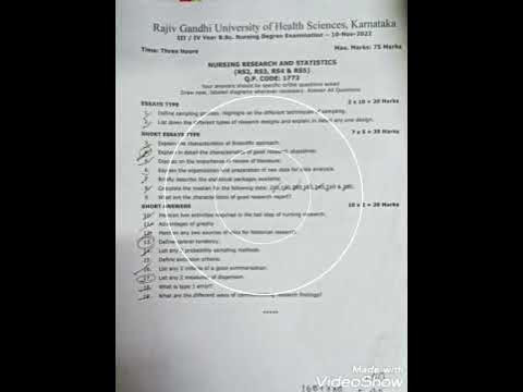 Bsc nursing 3rd year Question paper 2022 | Rajiv Gandhi University of ...