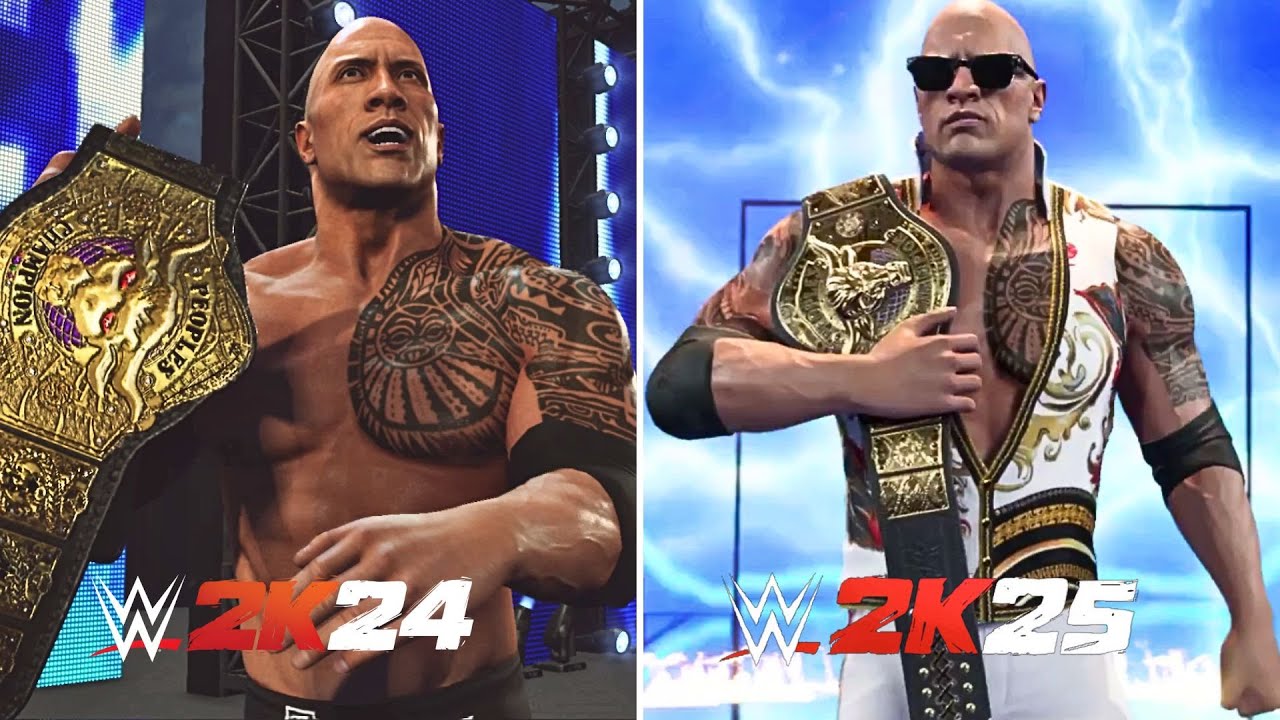 WWE 2K25 vs WWE 2K24 The Rock Entrance Comparison | 4K - YouTube