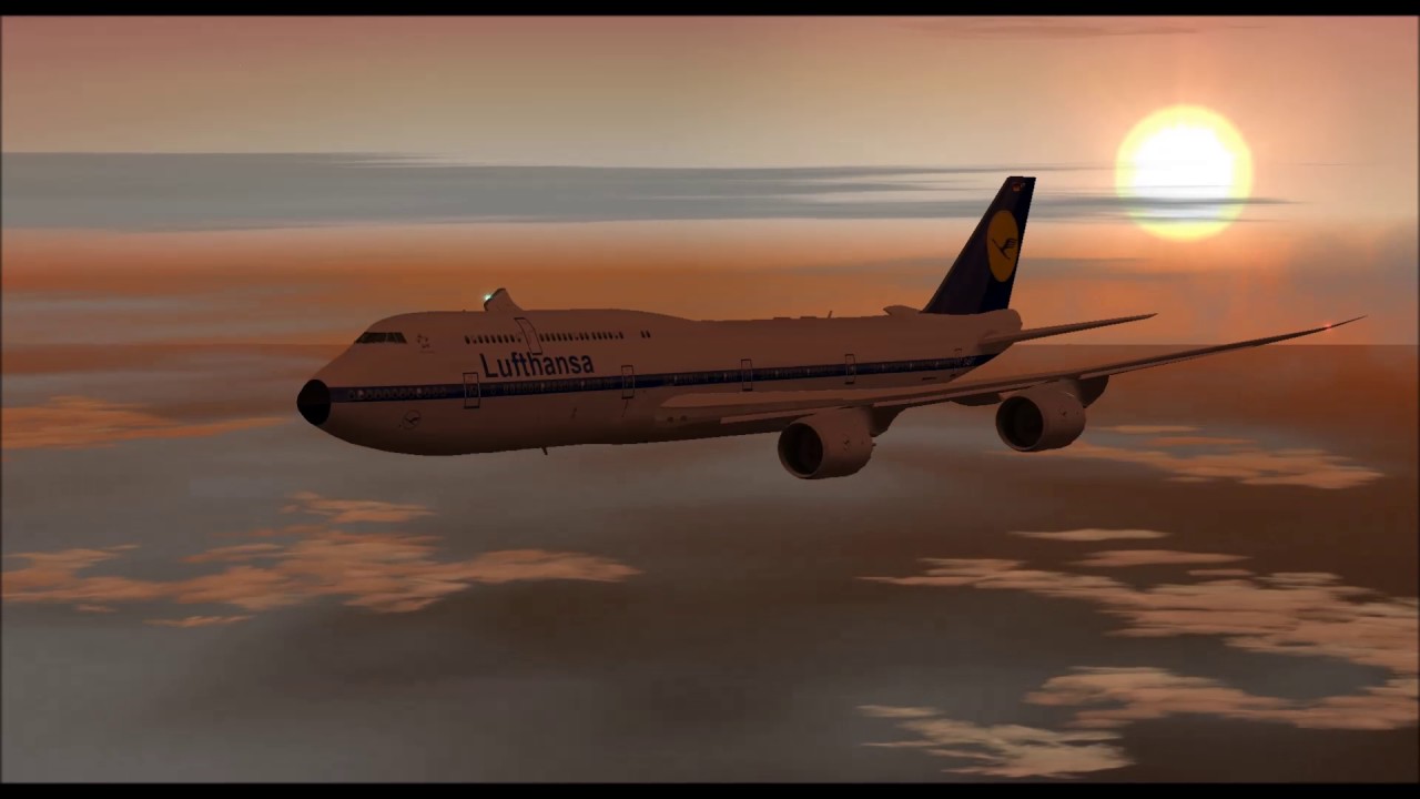 BOEING 747 8i LUFTHANSA AIRLINES OC FLYING OVER CARIBBEAN SEA DURING ...