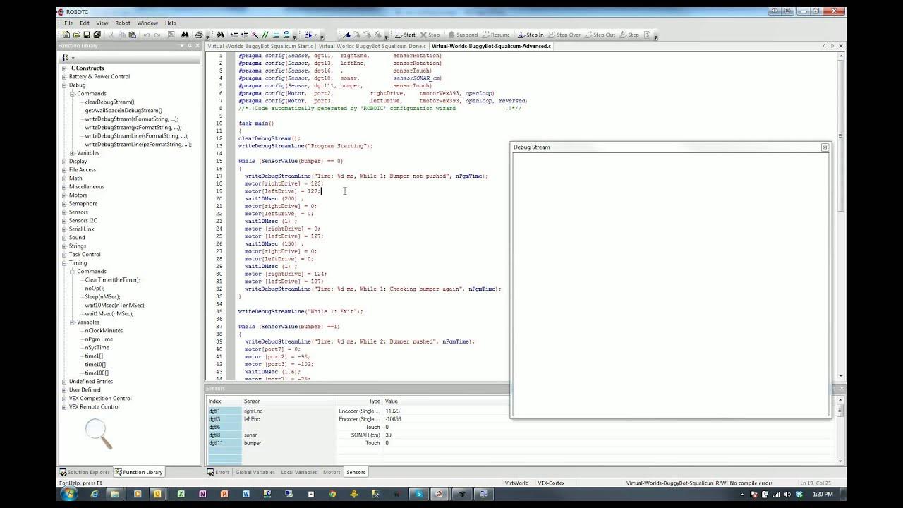 RobotC Tutorial #2 - Advanced Debug Stream with Timing - YouTube