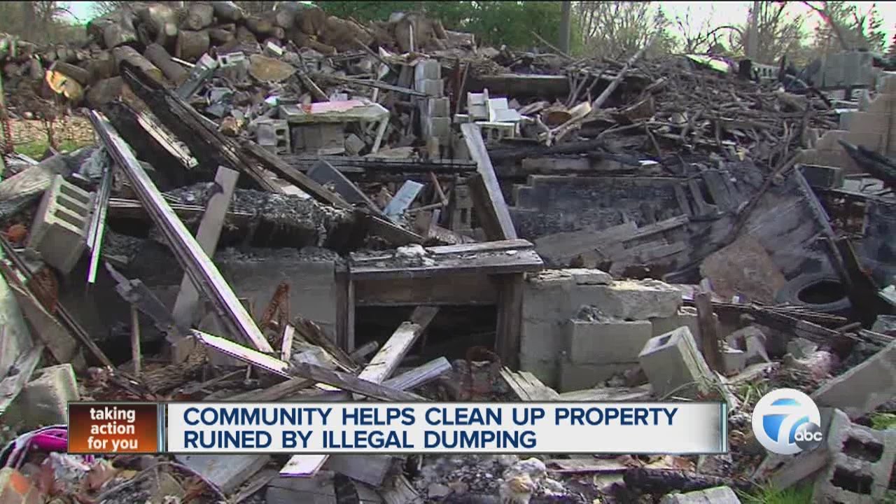Community helps clean up property ruined by dumping - YouTube