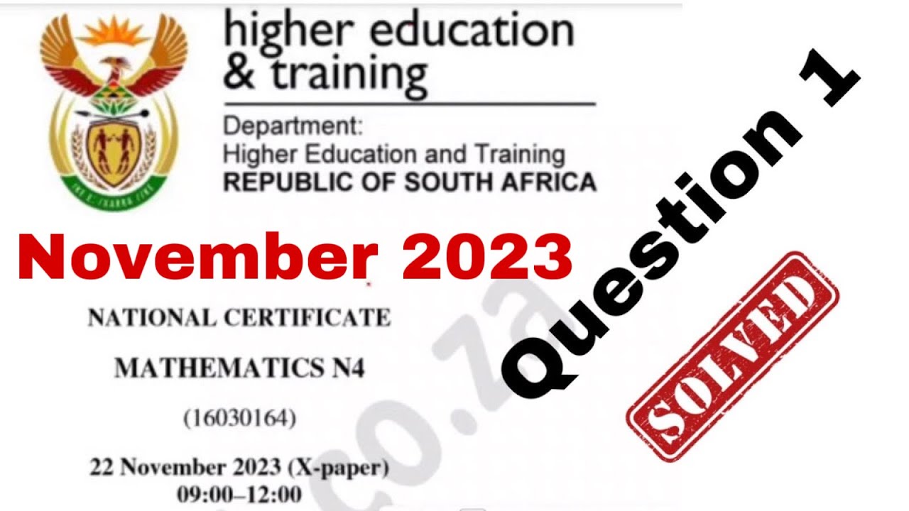 N4 Mathematics | November 2023 memo question paper - YouTube