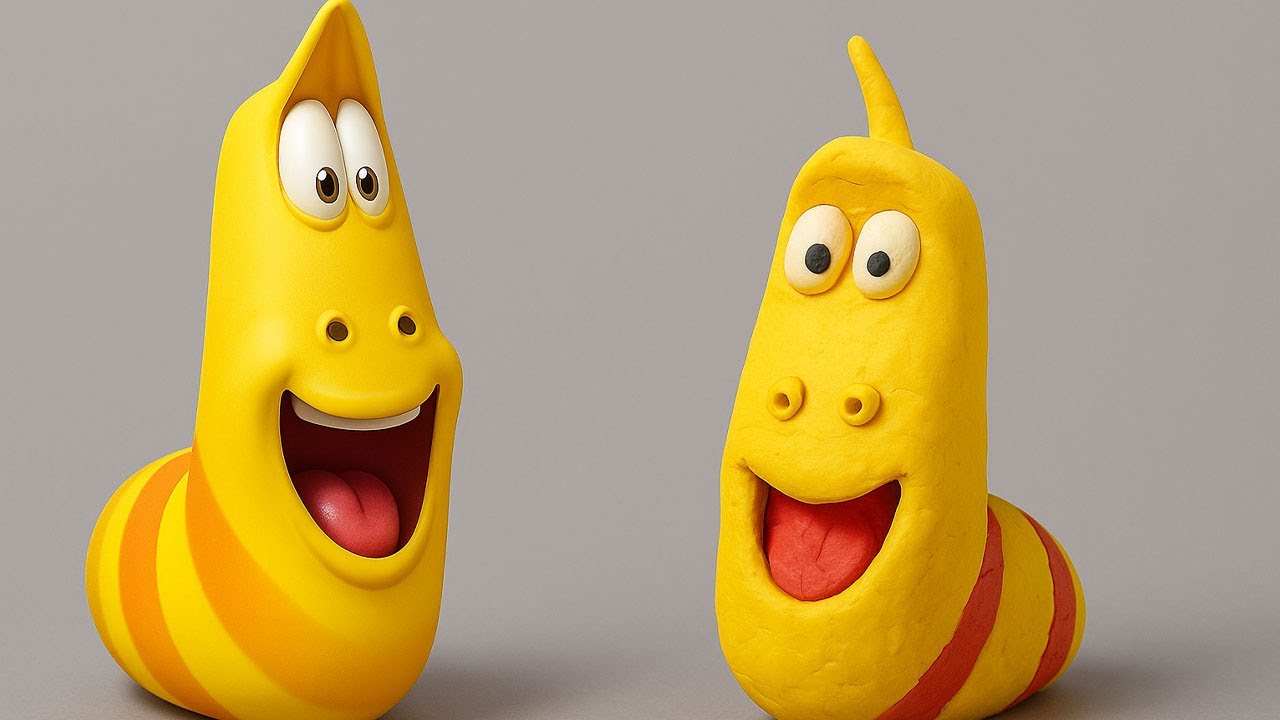 yellow larva and yellow larva made of clay - YouTube