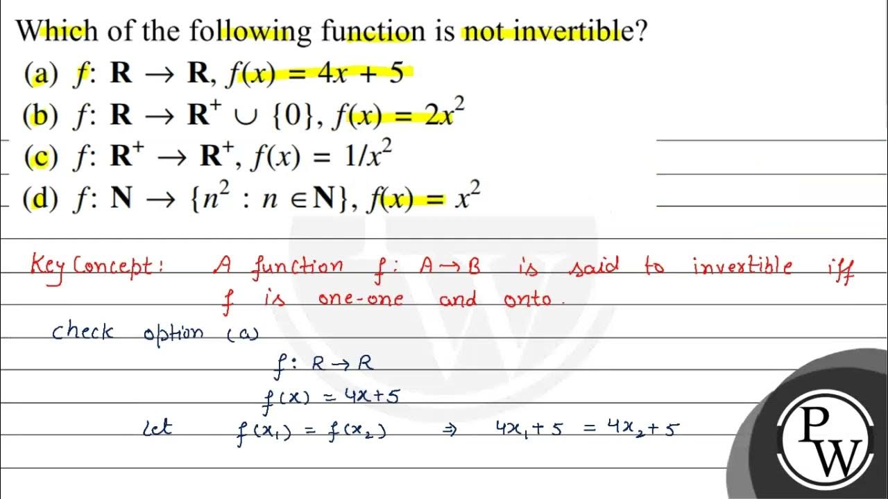 Which of the following function is not invertible? (a) \( f: \mathbf{R} \rightarrow \mathbf{R ...
