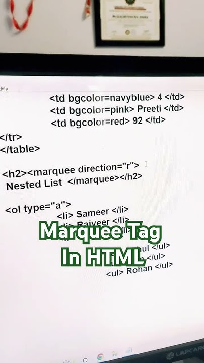Marquee Tag In Html| Marquee Attribute| #shorts #shortsvideo #viralvideo #html #microsoftoffice ...