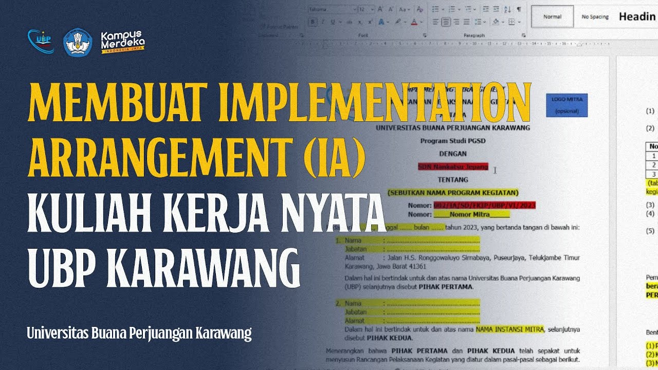 Tutorial Membuat Dokumen implementation arrangement (IA) KKN UBP ...