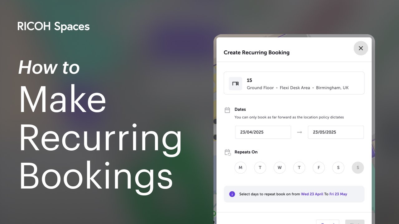 How to Create a Recurring Booking | RICOH Spaces - YouTube