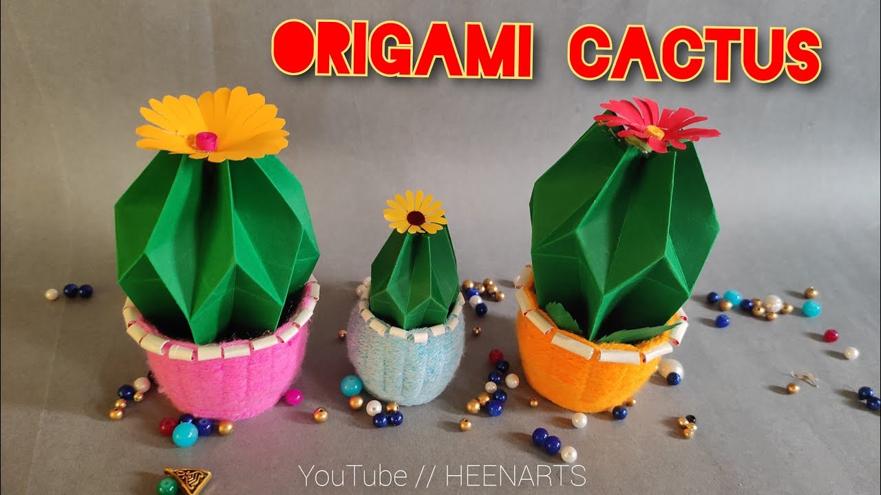 ORIGAMI CACTUS || DIY FOR HOME DECOR || MINIATURE CACTUS - YouTube