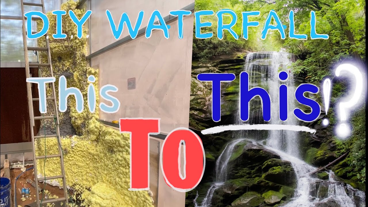 Cheap DIY Waterfall ⛲️ (water feature inside tropical greenhouse🌺🌱 ...