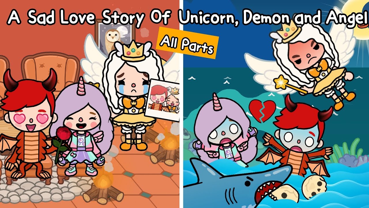 A Sad Love Story Of Unicorn, Demon and Angel 💔🥀 All Parts | Toca Boca ...