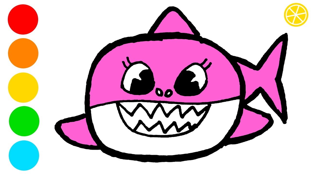 How to draw Baby Shark Mama for kids - YouTube