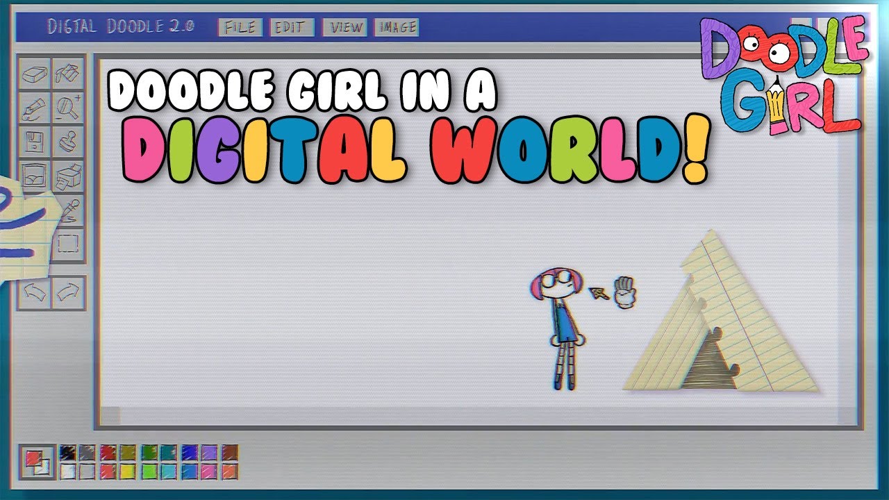 She's a Hand-Drawn Girl in a Digital World! 🖥️👾 ️ | Doodle Girl ...