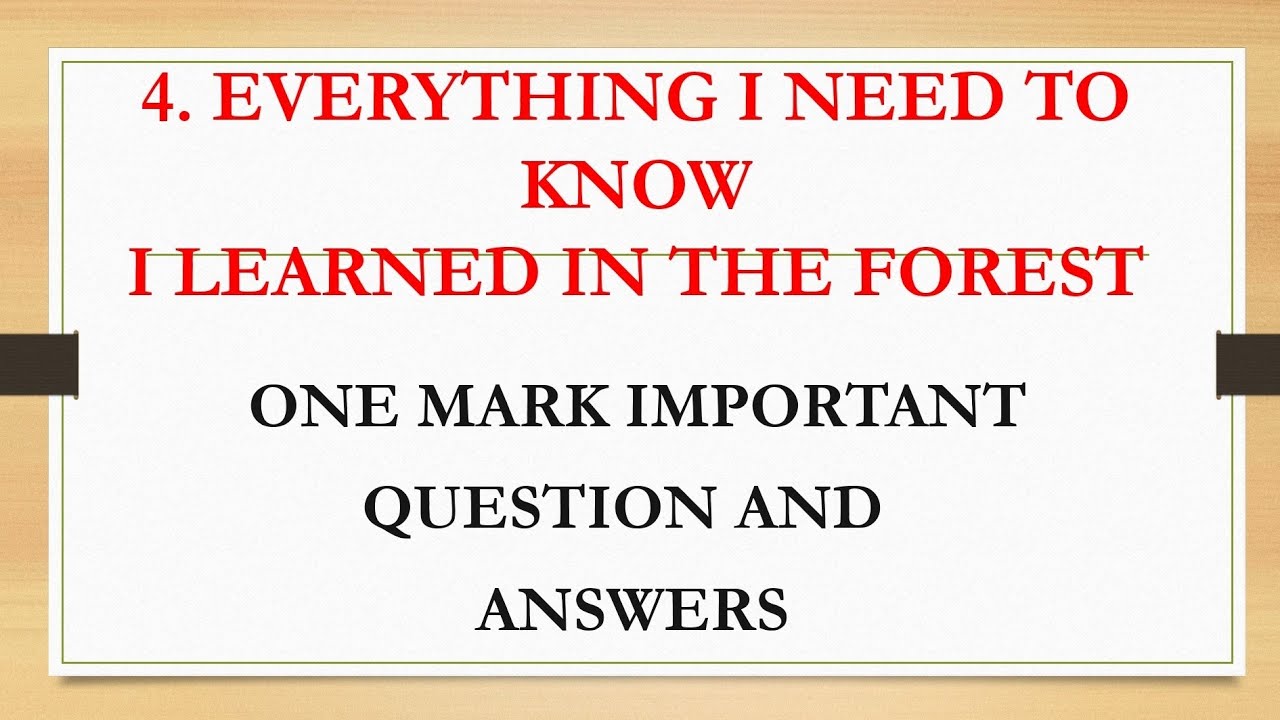 2nd PUC Everything I Need to Know I Learned in the Forest questions and ...