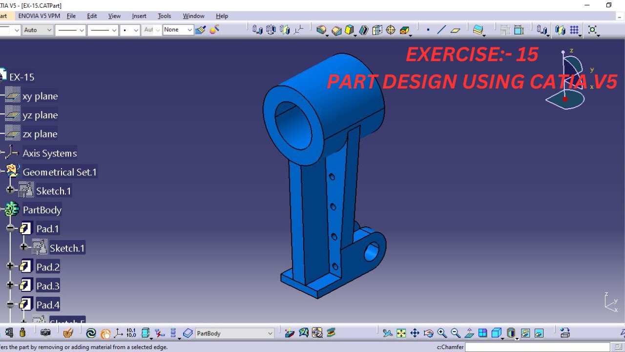 #EX:- 15 PART DESIGN USING CATIA - YouTube