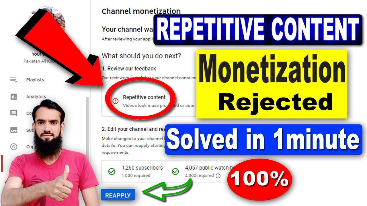 Monetization Rejected Due to Repetitive Content | How To Solve ...
