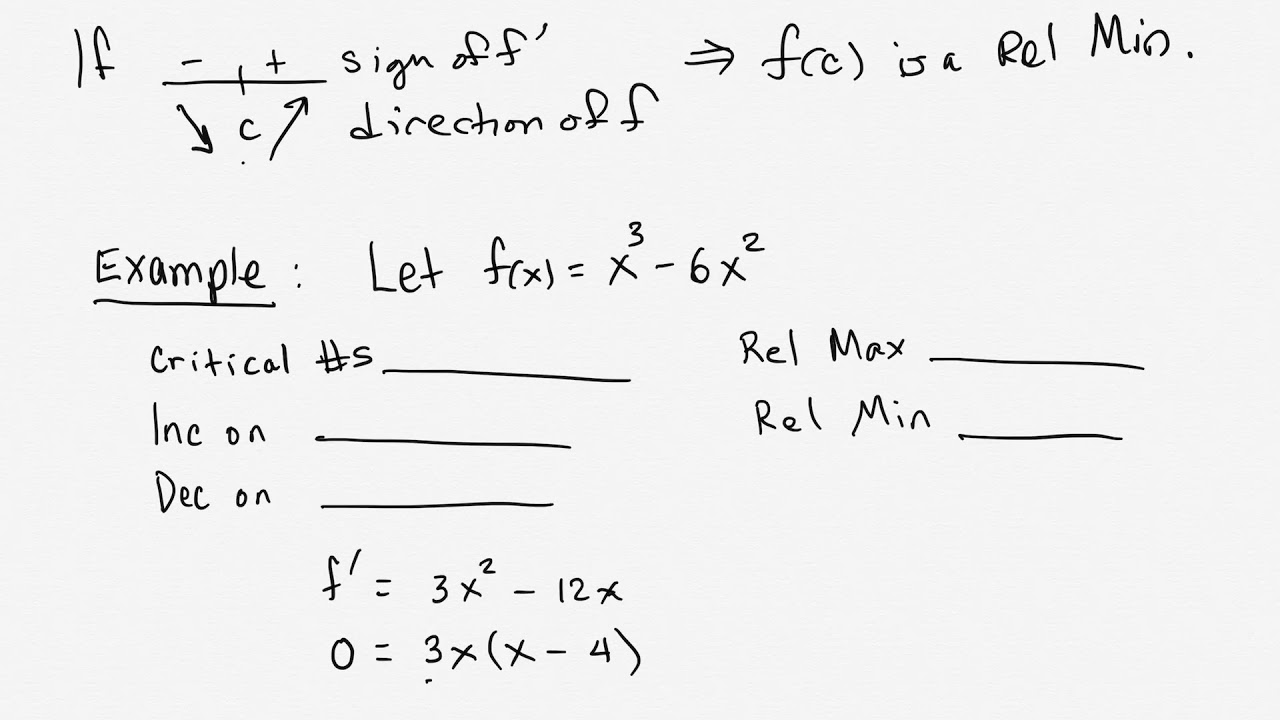 Sec4.3 graphing using the first derivative - YouTube
