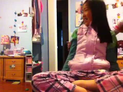 Little girl falls off chair - YouTube