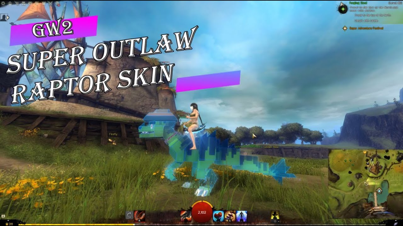 GW2: Super Outlaw Raptor Skin in default dye, permafrost dye, shadow ...