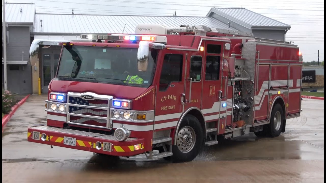Engine 2 & ADV 2 - MVA Response [Cy Fair Fire Department] - YouTube