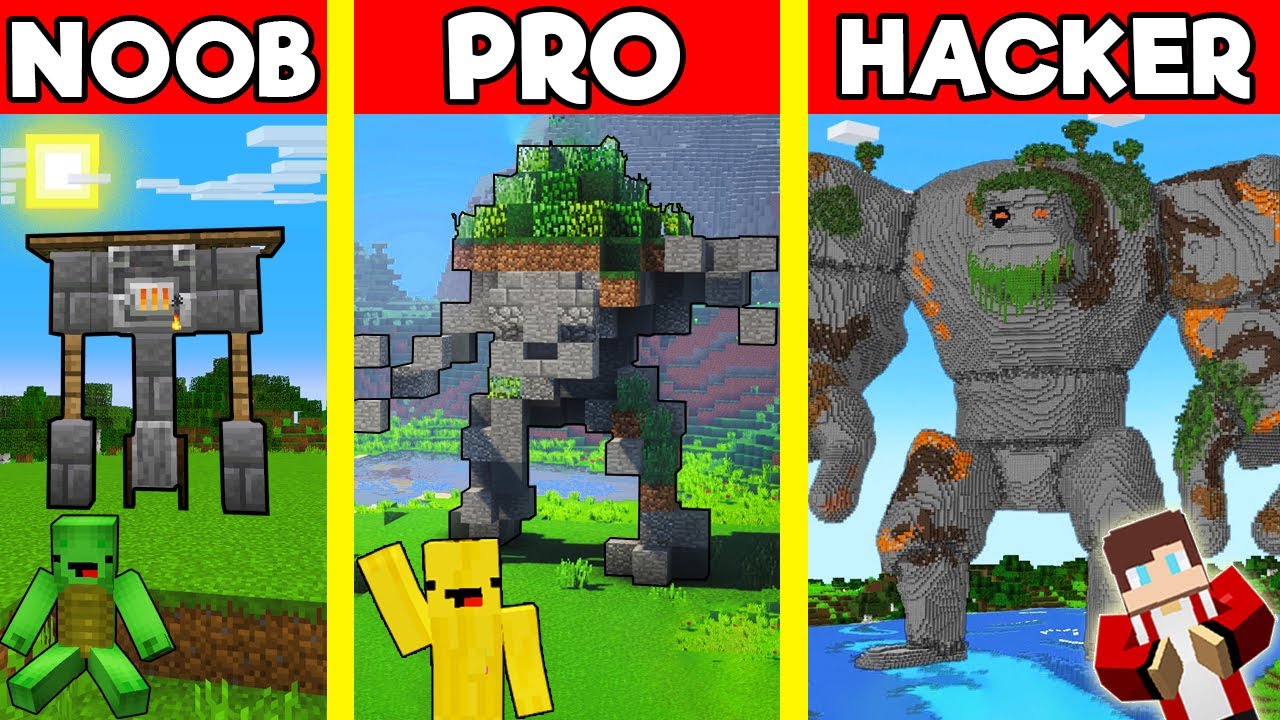 EARTH GOLEM Statue House Build Battle In Minecraft NOOB VS PRO ...