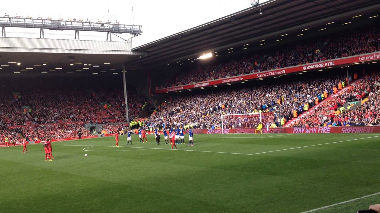 Liverpool 1-1 Everton - Gerrard Free-Kick - 2014-15 - YouTube