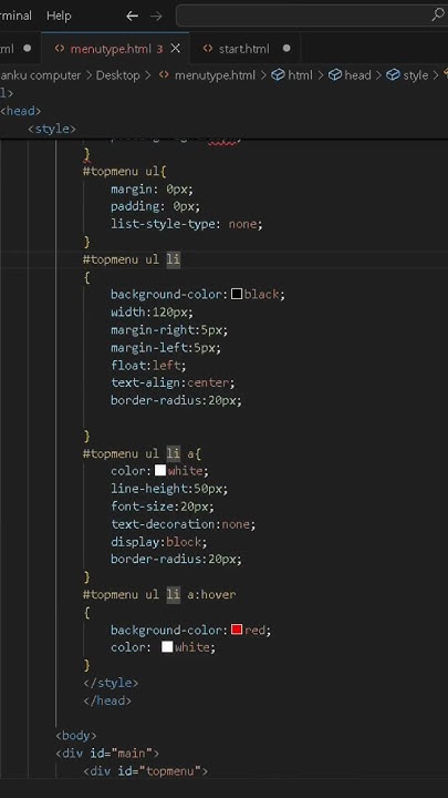 HTML & CSS code #menubar style - YouTube