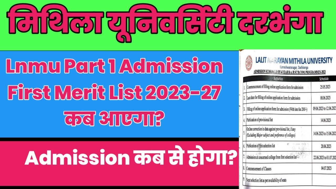 Lnmu Part 1 Admission First Merit List 2023-27 । Lnmu Part 1 First ...