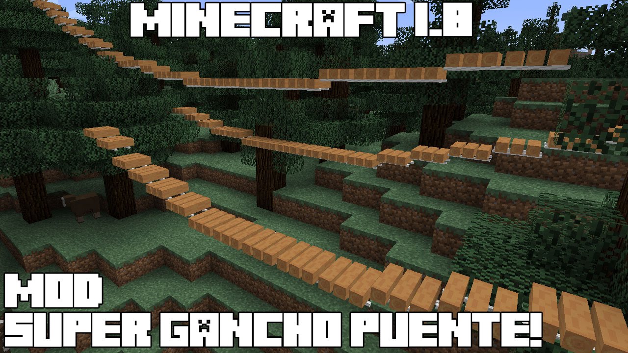 Minecraft 1.8 MOD SUPER GANCHO PUENTE! Rope Bridge Mod Español! - YouTube