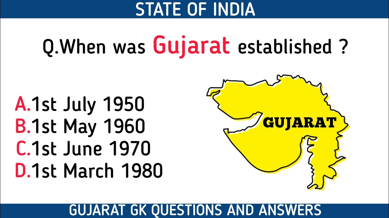 Gujarat State of India GK Questions and Answers | State of India ...