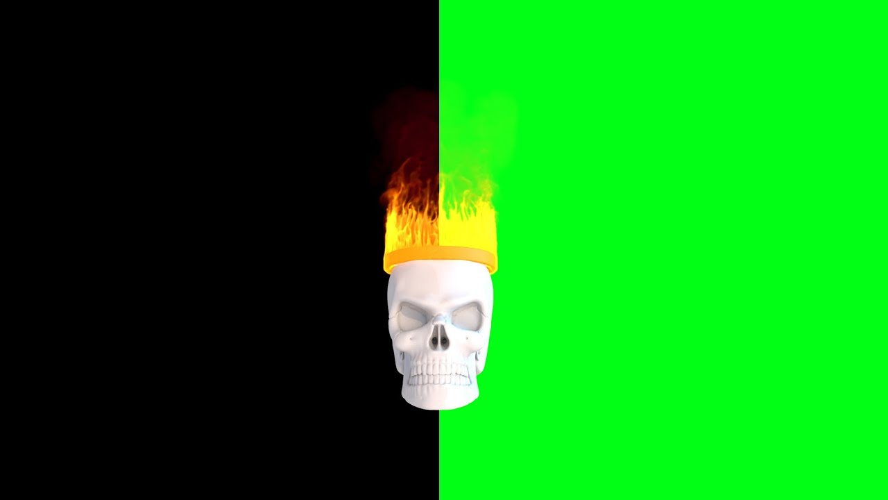 Green screen skull head fire effect Free download footage scary ...