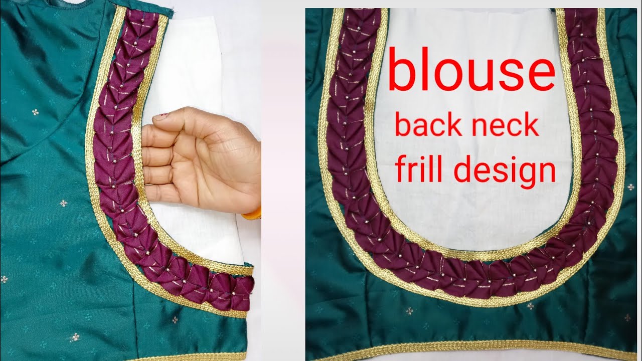 🇮🇳very simple and unique frill blouse design//back neck design easy ...