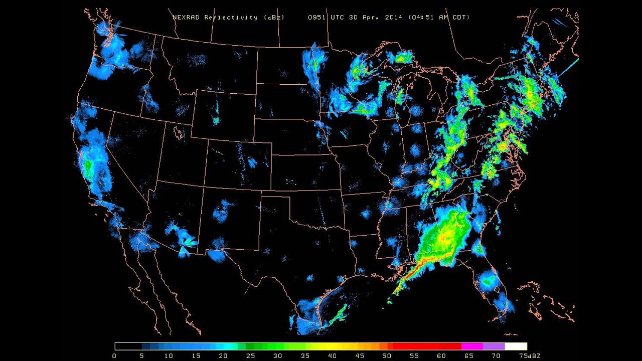Nexrad radar composite over US from April 27 to May 2 - YouTube