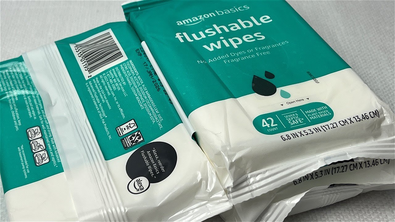 Amazon Basics Fragrance Free Flushable Adult Toilet Wipes - YouTube