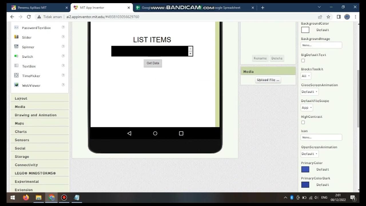 Tutorial membuat Get Data from Google Sheets di Mit App Inventor - YouTube