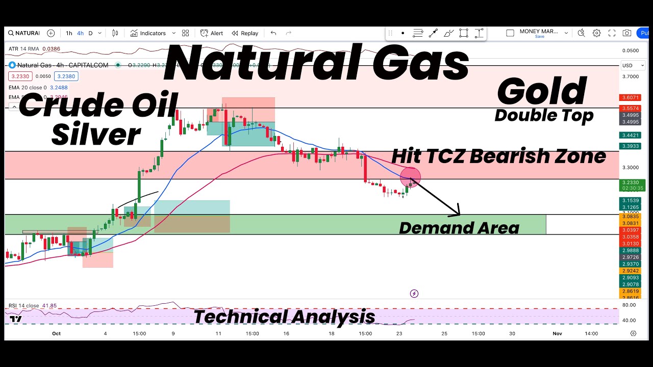 Natural Gas Hit TCZ Bearish Area | Gold Double Top | Silver | Crude Oil ...