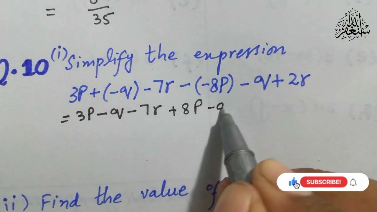 Ex#3a Q#10 |Ch#3 Basic Algebra and Algebraic Manipulation | APS Math ...