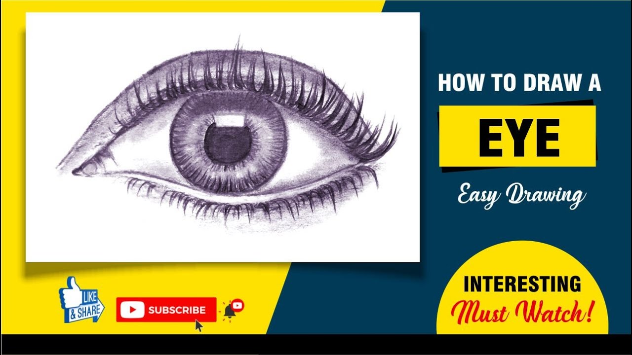 How to draw a eye, human eye drawing tutorial, Pencil art drawing, Easy ...