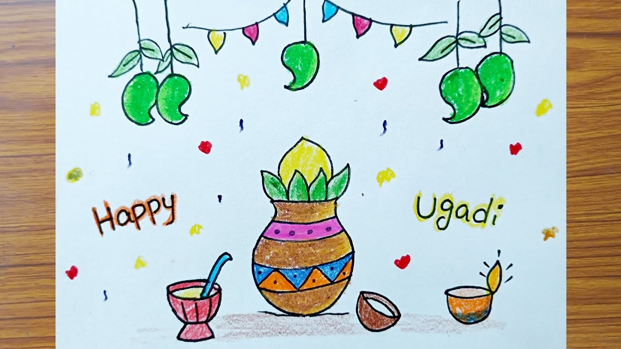 Ugadi festival drawing || Ugadi drawing simple || ugadi special drawing ...