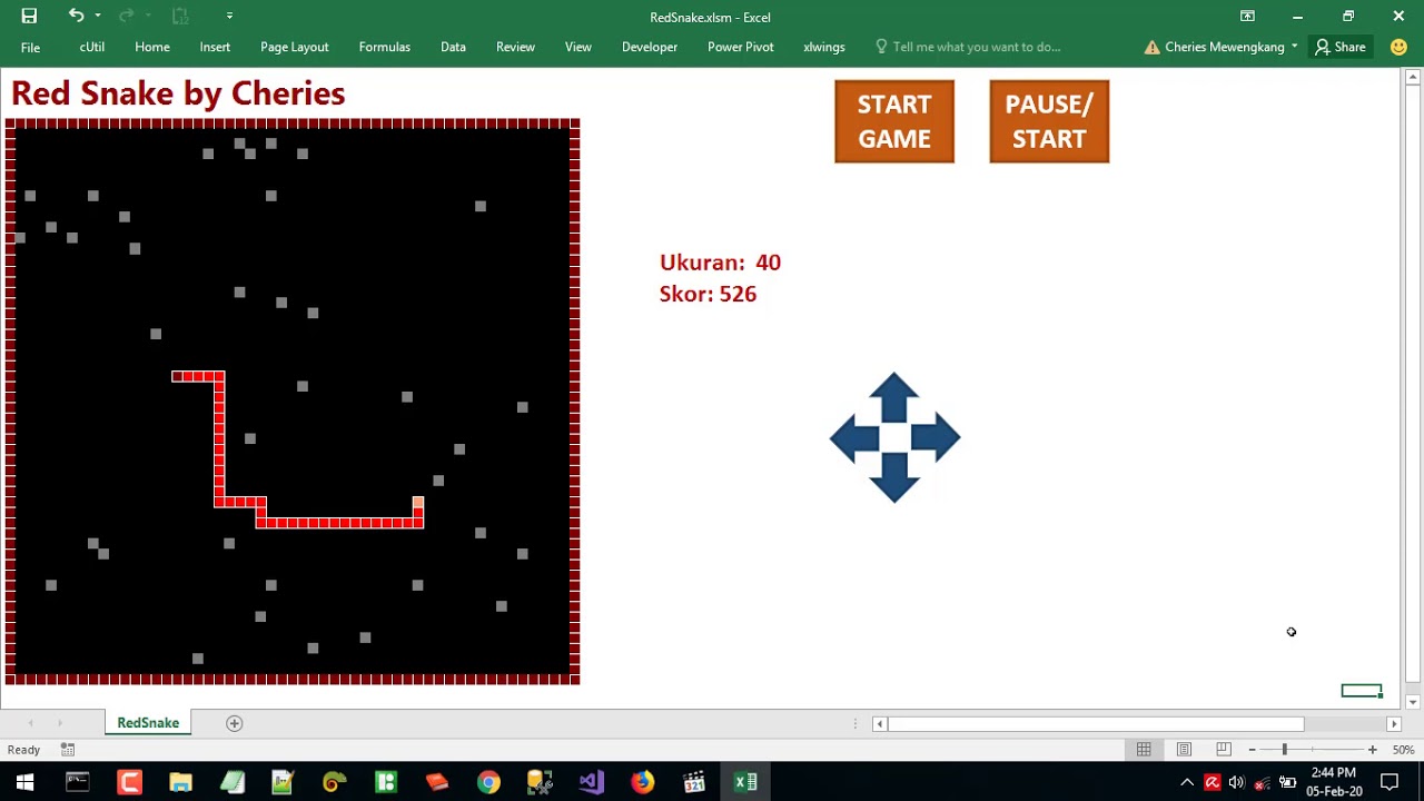 Game On Excel - Red Snake Demo - YouTube